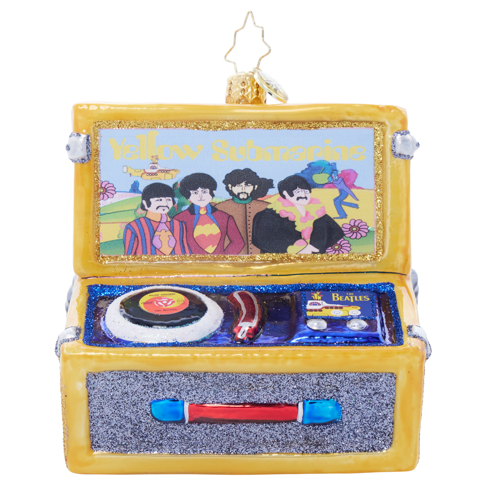 Beatles X Radko Rockin Yellow Submarine Turntable Ornament The